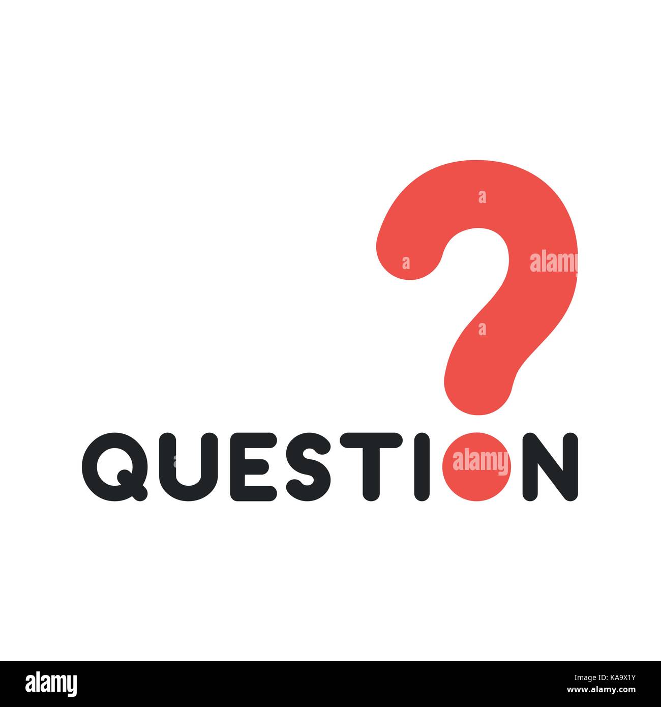 Flat design style vector illustration concept of black question word ...