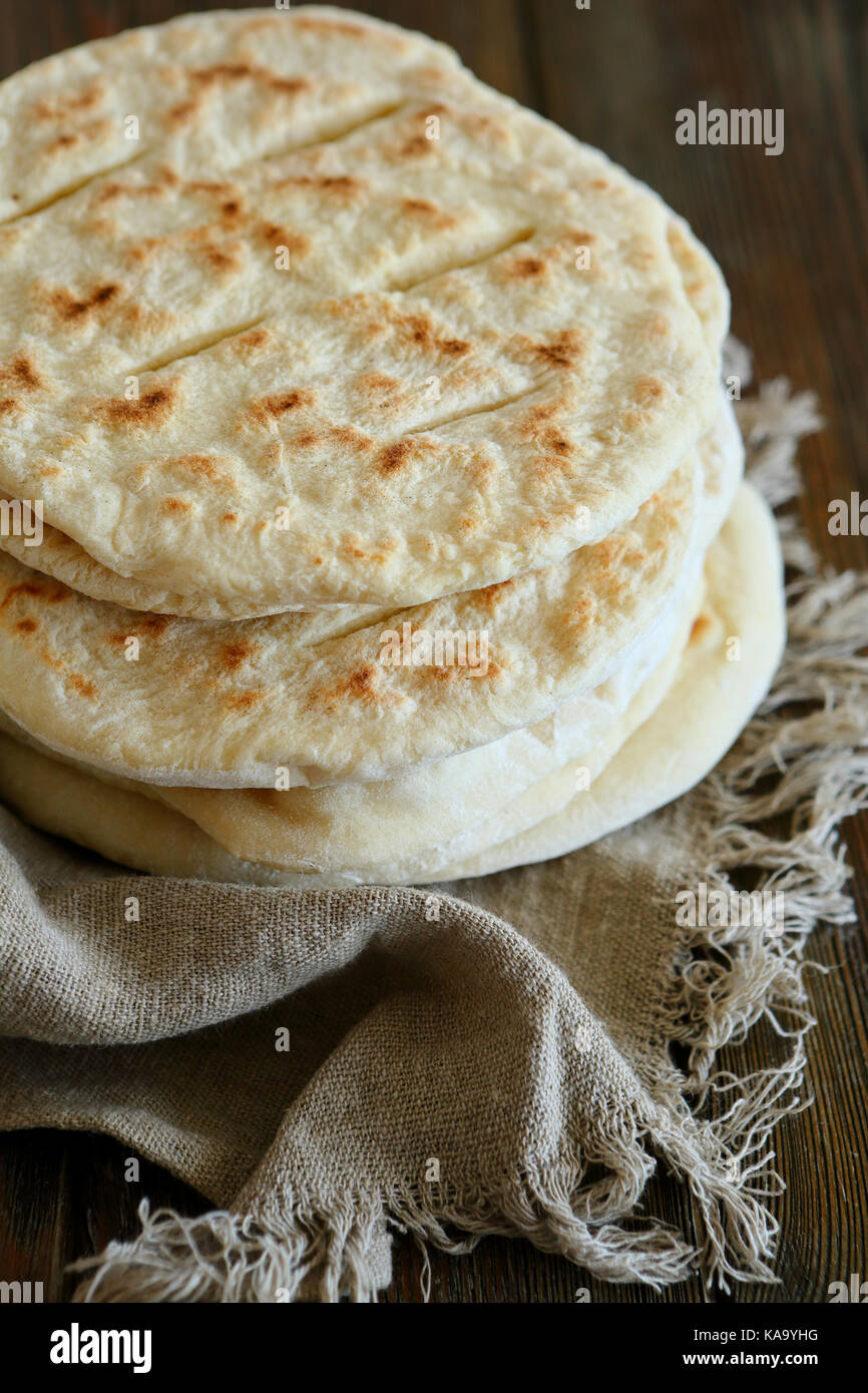 Stack of flat breads, food closeup Stock Photo - Alamy
