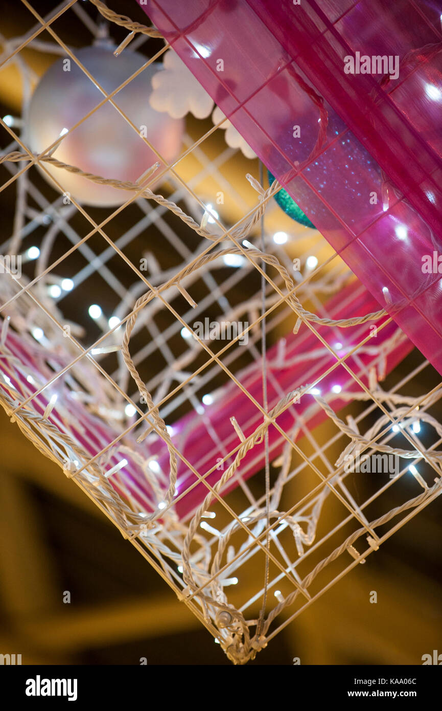 Fairy Lights on a white wire frame Stock Photo - Alamy