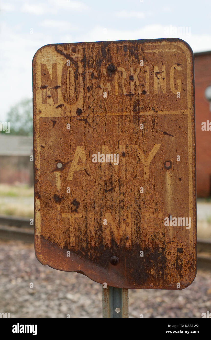 Rusty No Parking Sign Stock Photo - Alamy