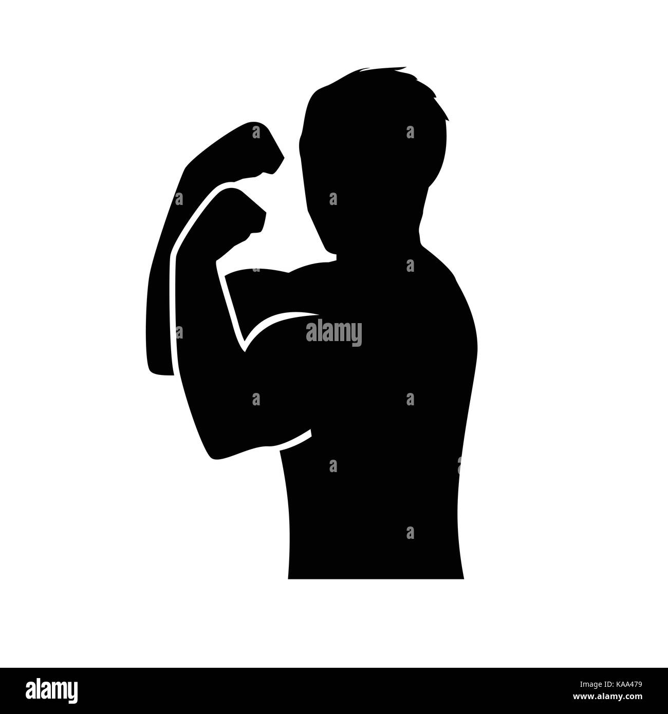 stronge man with profile side show muscles, silhouette design, isolated ...