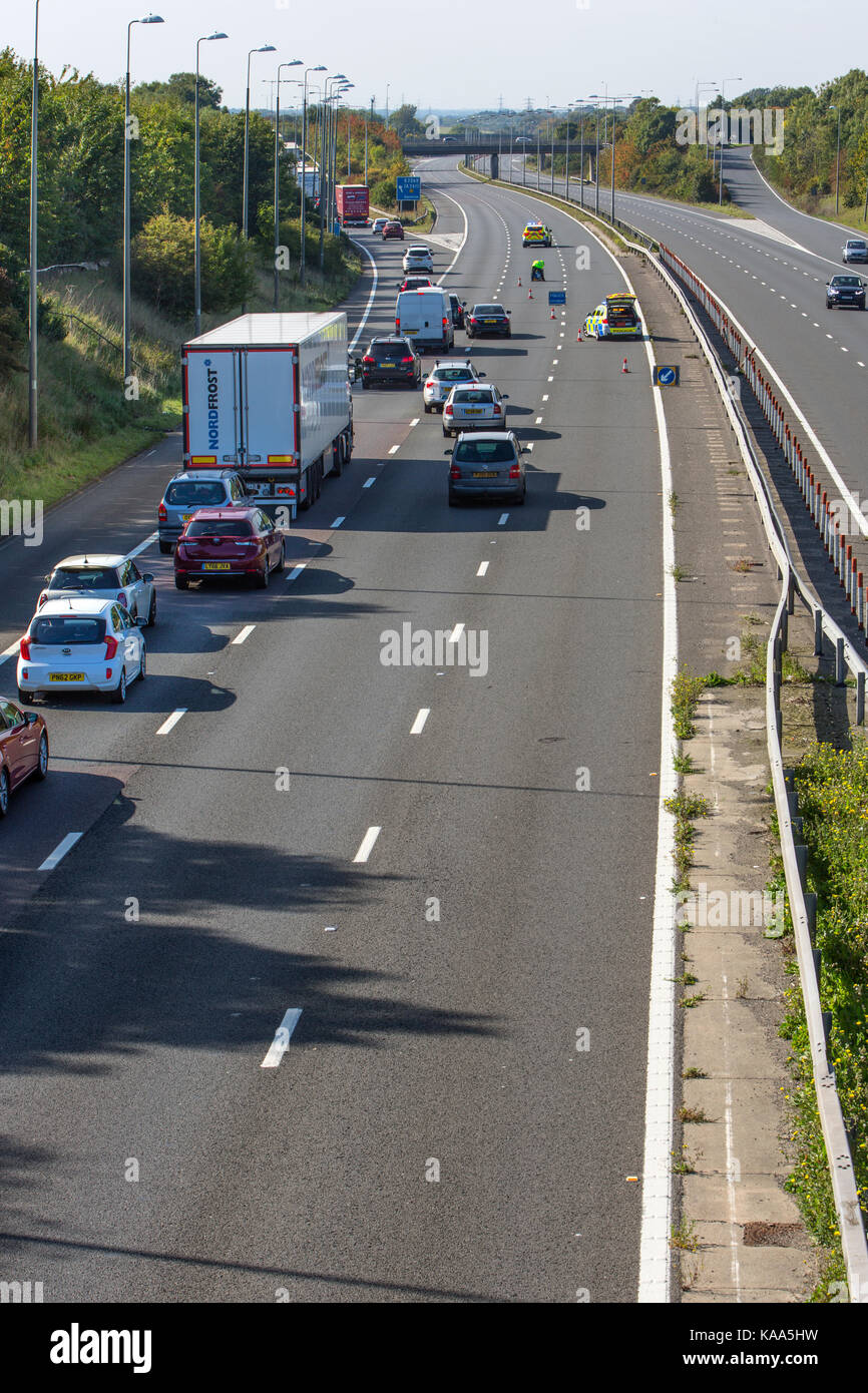 Police closing a motorway Stock Photo - Alamy
