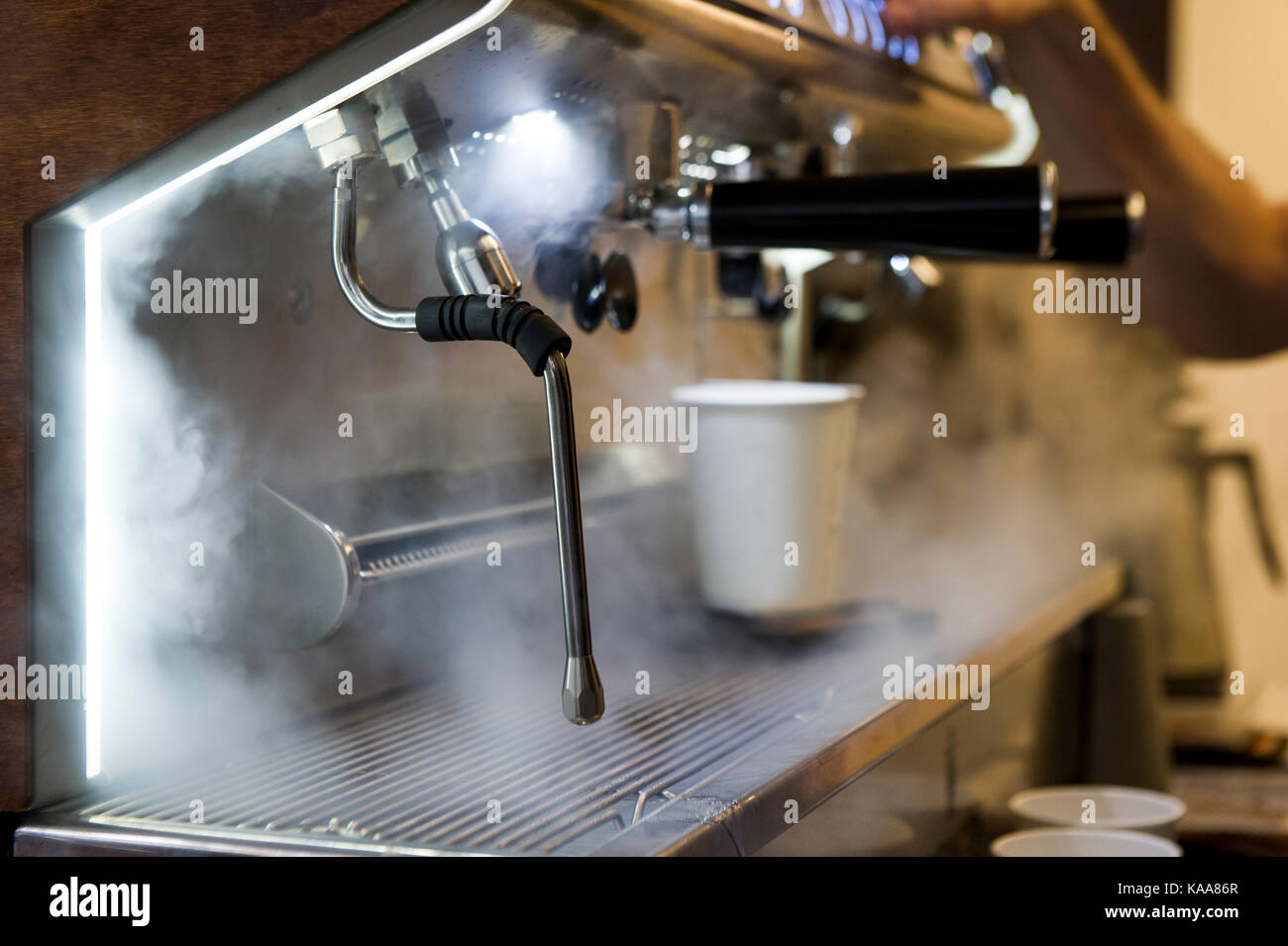 An industrial coffee machine prepares a morning coffee Stock Photo - Alamy
