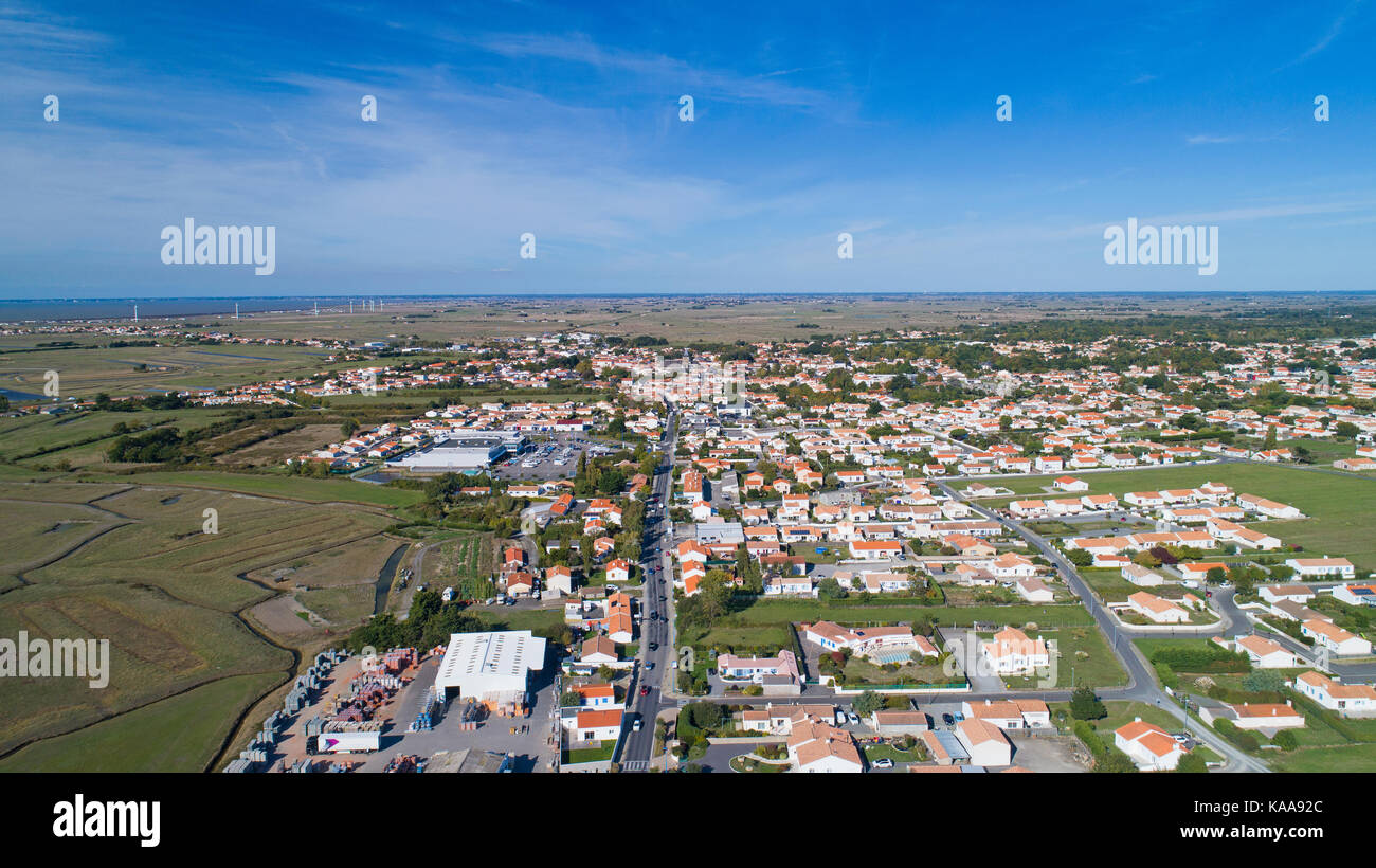 Aerial view of Beauvoir sur Mer village in Vendee, Fran Stock Photo - Alamy