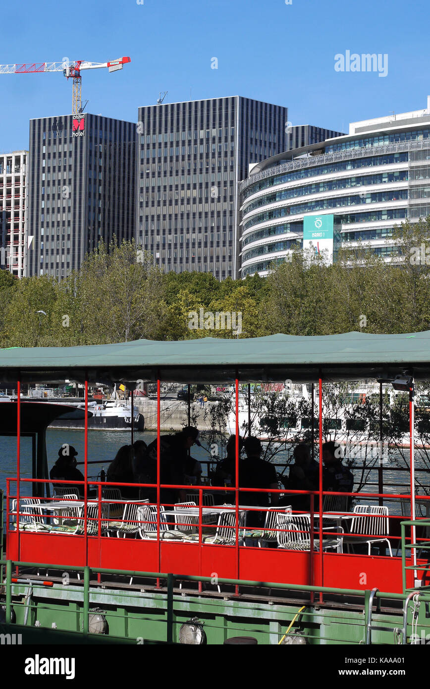 View of the Seine banks, seen from the rooftop of the Les Docks, City ...