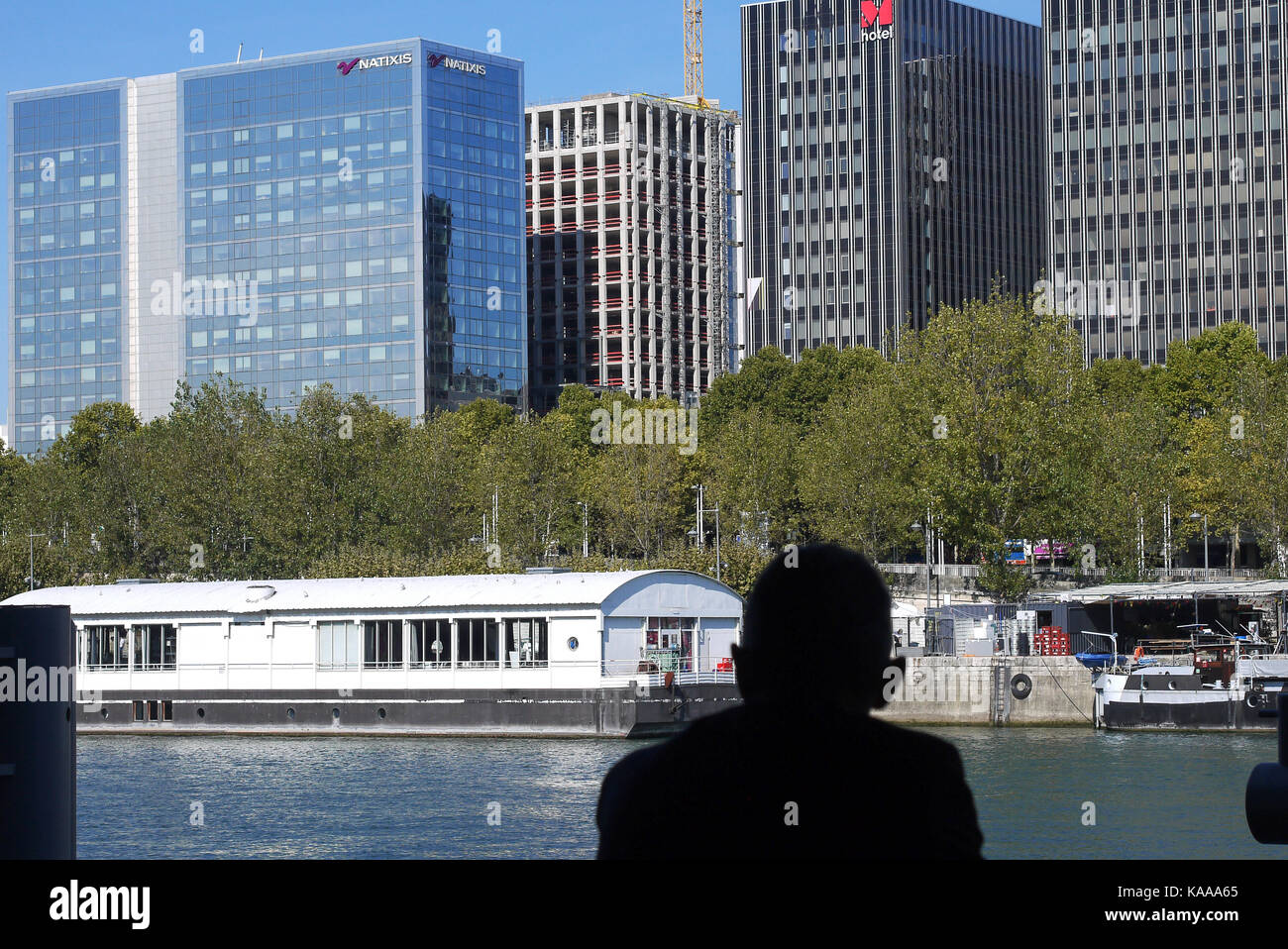 View of the Seine banks, seen from the rooftop of the Les Docks, City ...