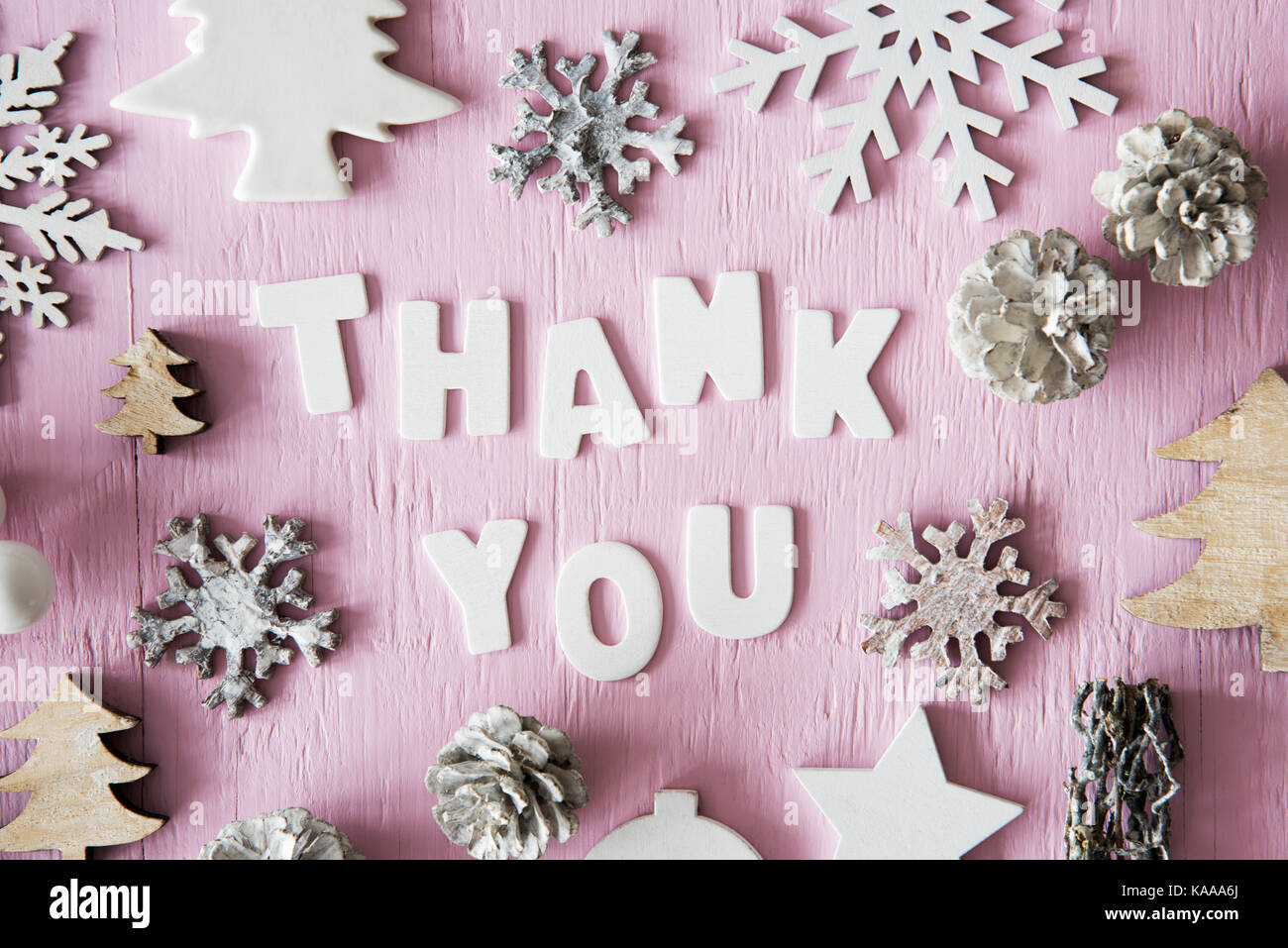Christmas Flat Lay, Letters With Thank You Stock Photo - Alamy