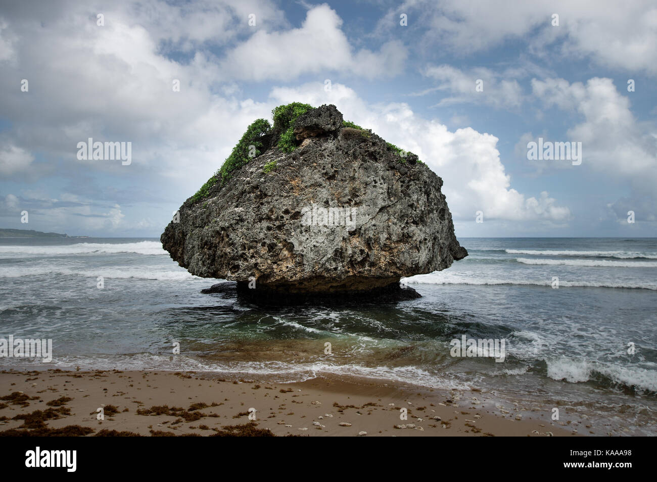 The iconi Round Rock in Bathsheba, east coast of Barbados Stock Photo ...