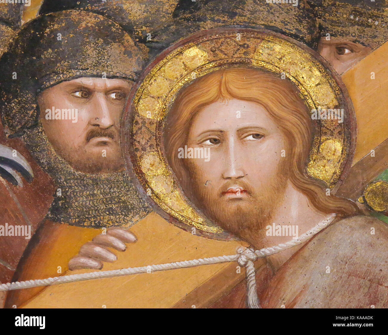 Renaissance Fresco depicting Jesus carrying the cross on the Via ...