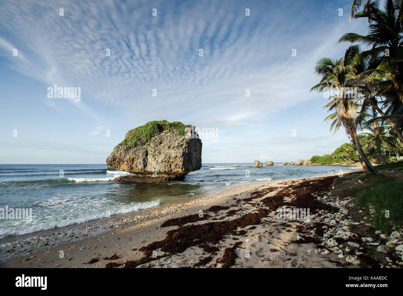 Rare and unusual cloud formation over Bathsheba Rock on the east coast ...
