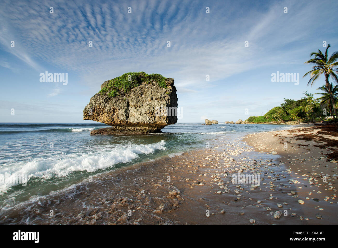 Rare and unusual cloud formation over Bathsheba Rock on the east coast ...
