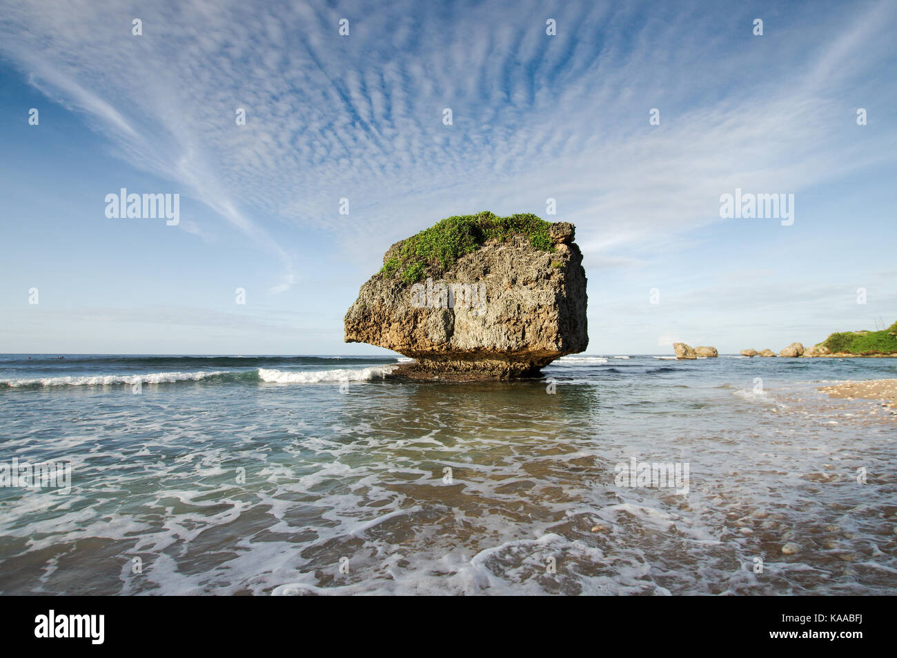 Rare and unusual cloud formation over Bathsheba Rock on the east coast ...
