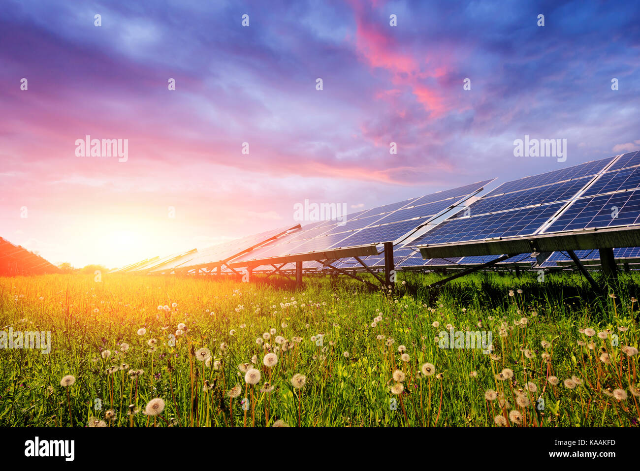 Solar panel on blue sky background Stock Photo - Alamy