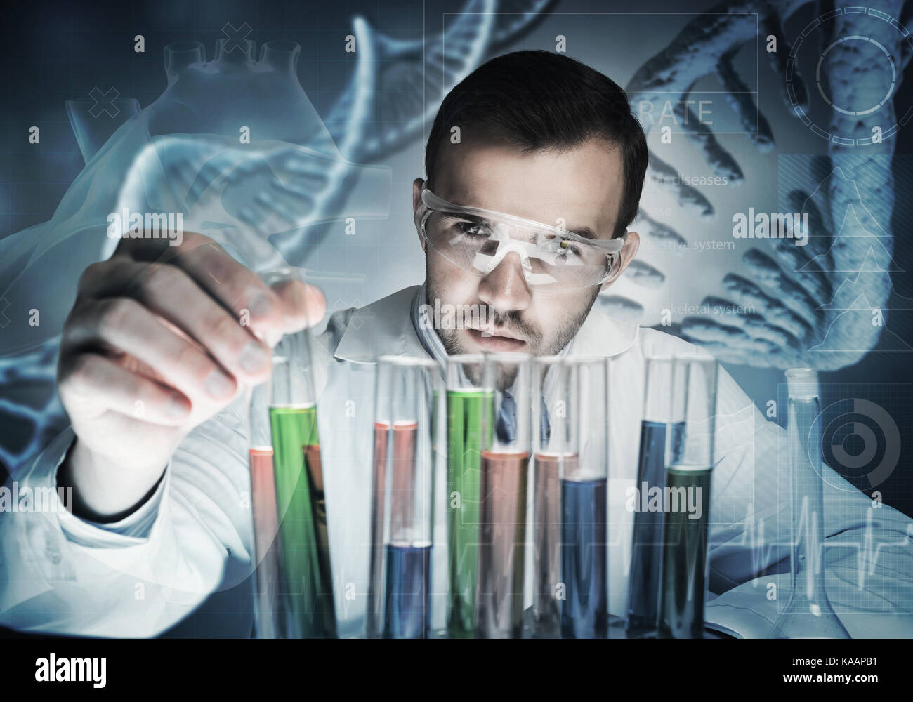 Portrait of concentrated male scientist working with reagents in laboratory Stock Photo - Alamy