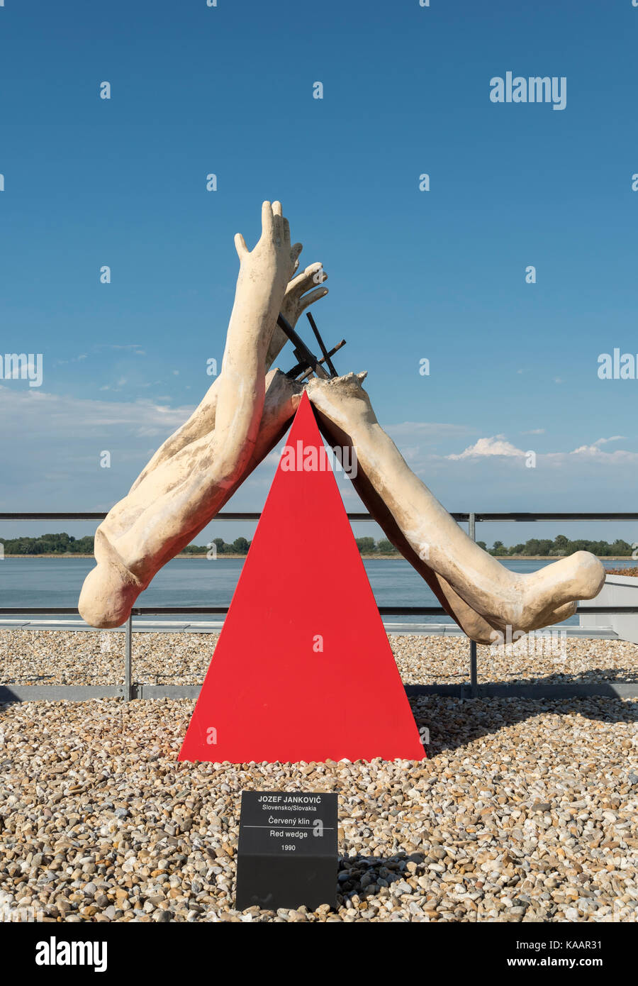 Red Wedge sculpture by Jozef Jankovic on the roof of Danubiana ...
