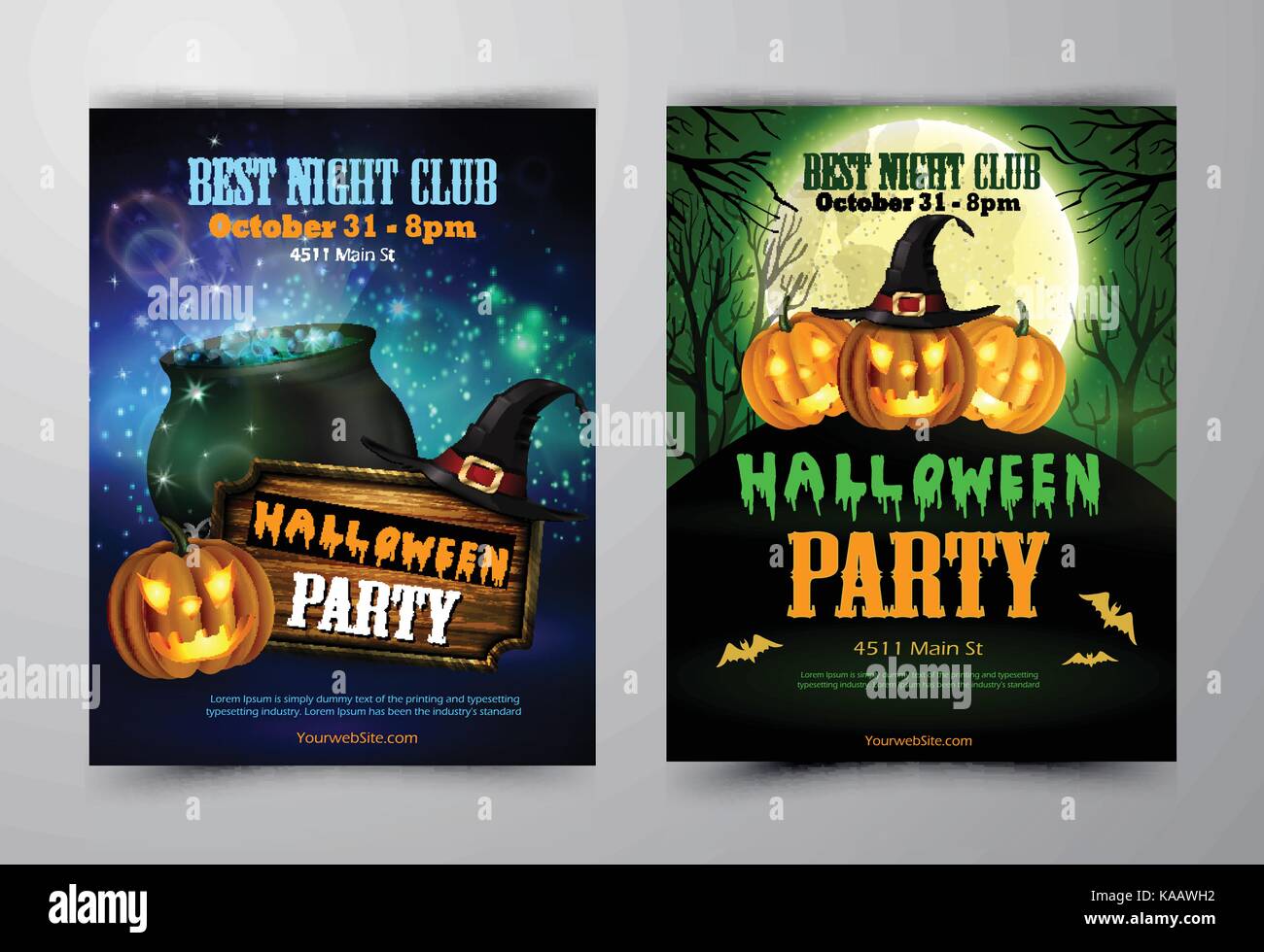 Halloween party flyer with pumpkins Stock Vector Image & Art - Alamy