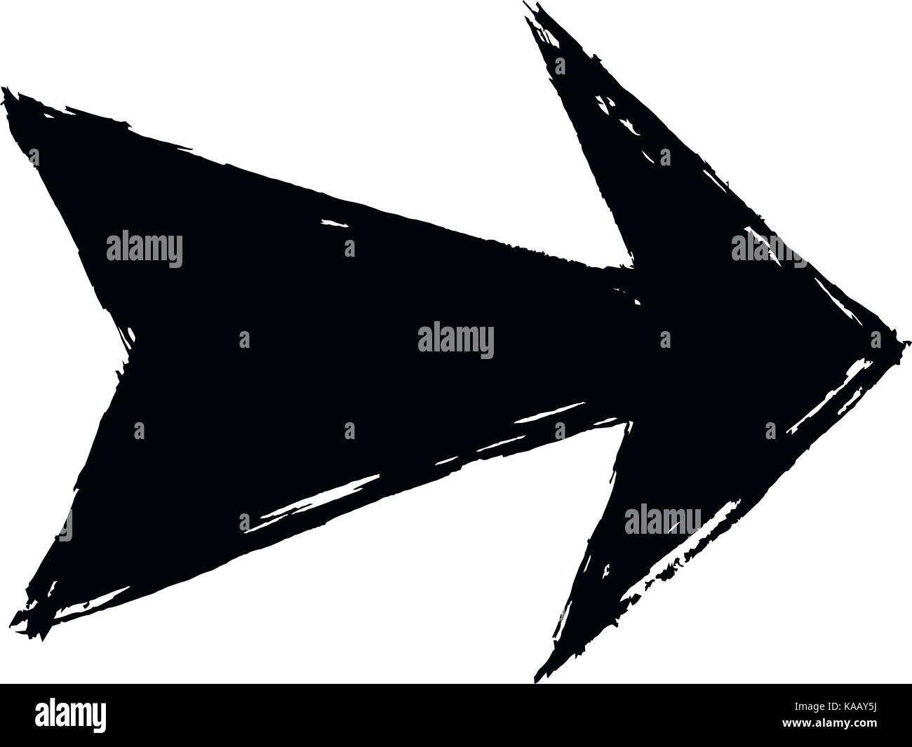 Black arrow sign painted by paint brushstroke. Ink sketch drawing ...