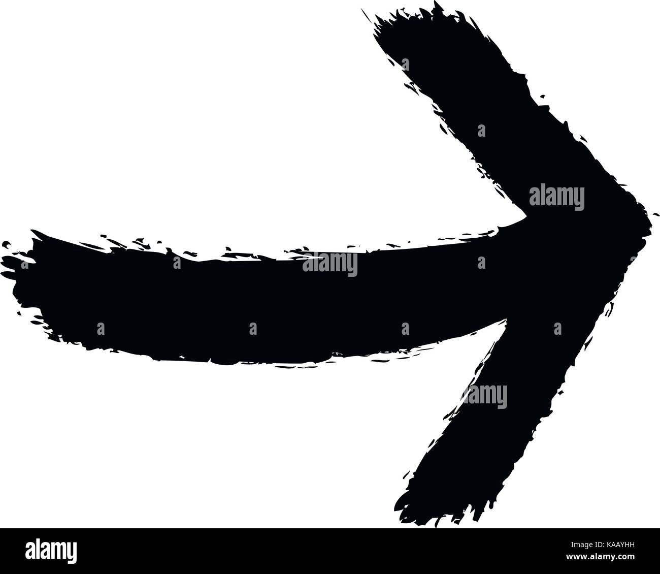 Black arrow sign painted by paint brushstroke. Ink sketch drawing ...