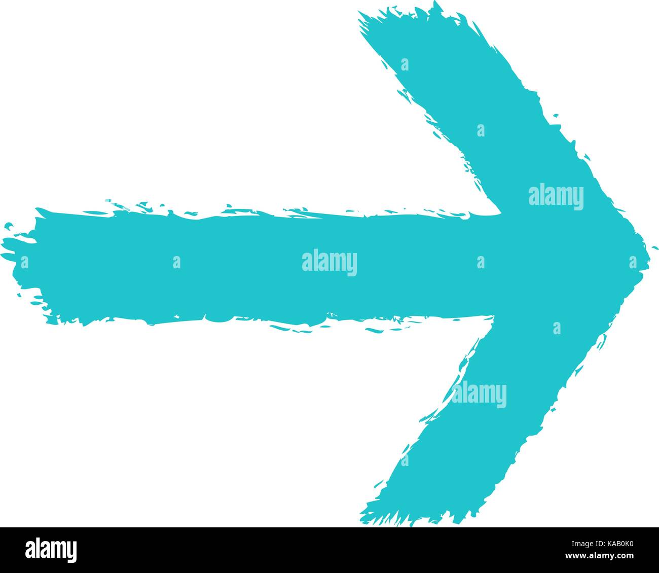 Arrow sign painted by paint brushstroke. Ink sketch drawing created in ...