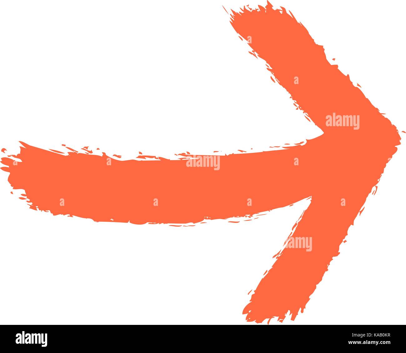 Arrow sign painted by paint brushstroke. Ink sketch drawing created in ...