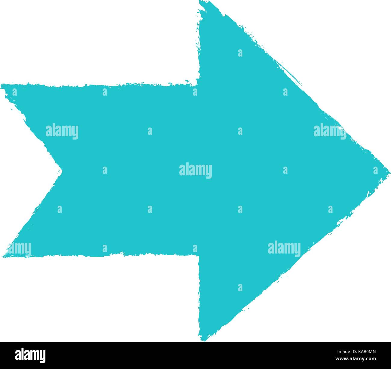 Arrow sign painted by paint brushstroke. Ink sketch drawing created in ...