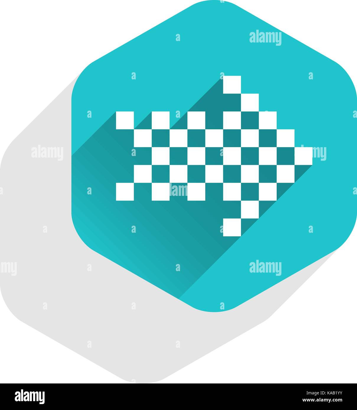 Arrow sign navigation icon LED digital display in hexagon web internet ...