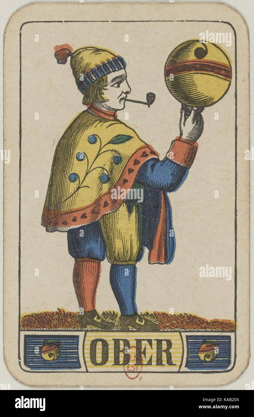 Swiss card deck 1850 Ober of Bells Stock Photo - Alamy