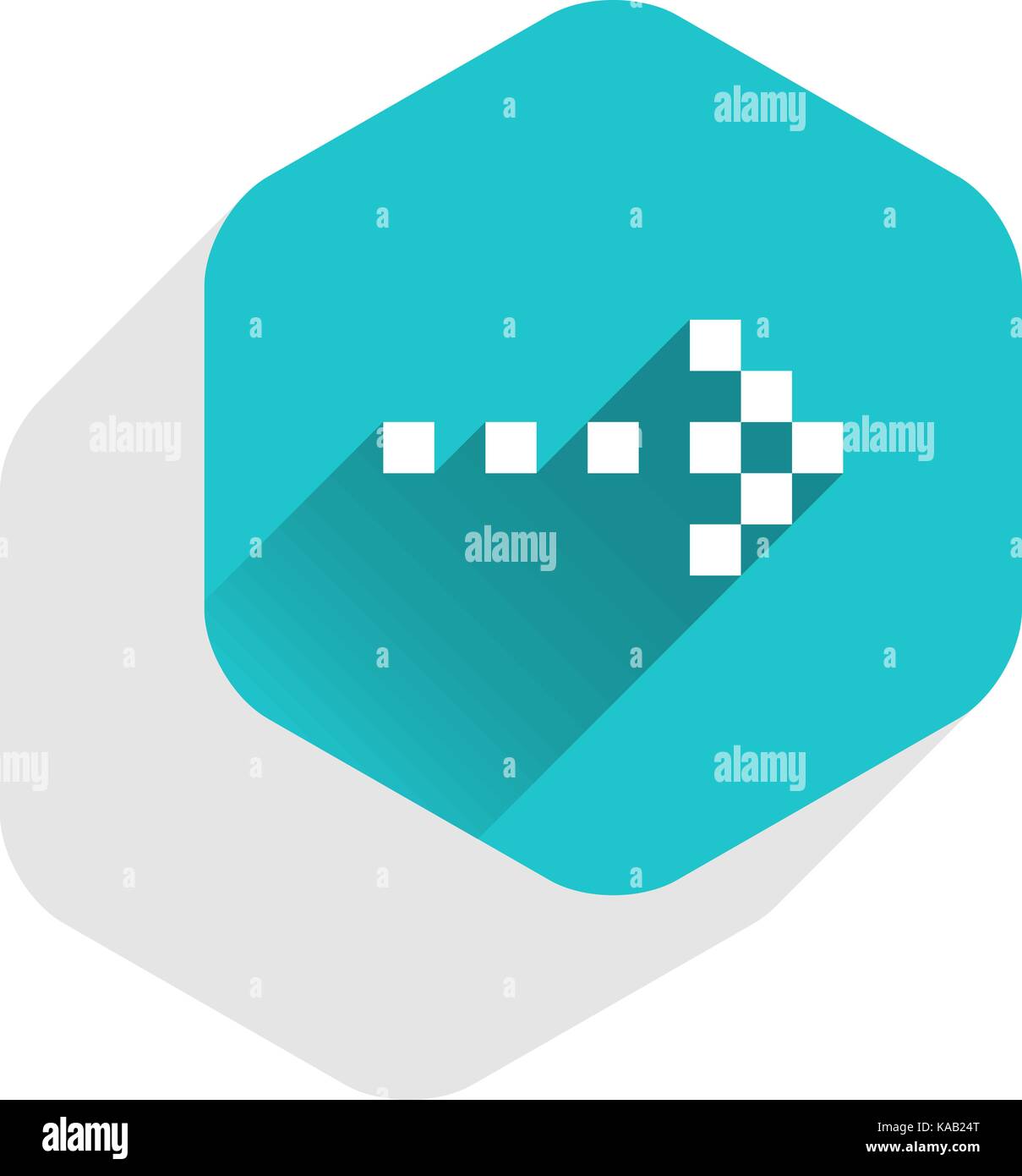 Arrow sign navigation icon LED digital display in hexagon web internet ...