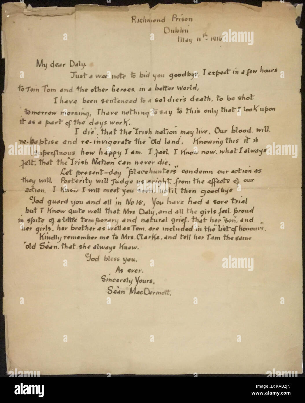 Sean MacDermott letter Stock Photo - Alamy