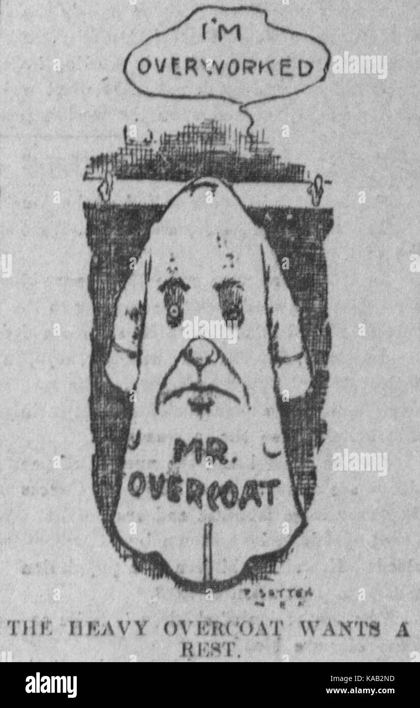 Sottek cartoon about overcoats being overworked Stock Photo - Alamy