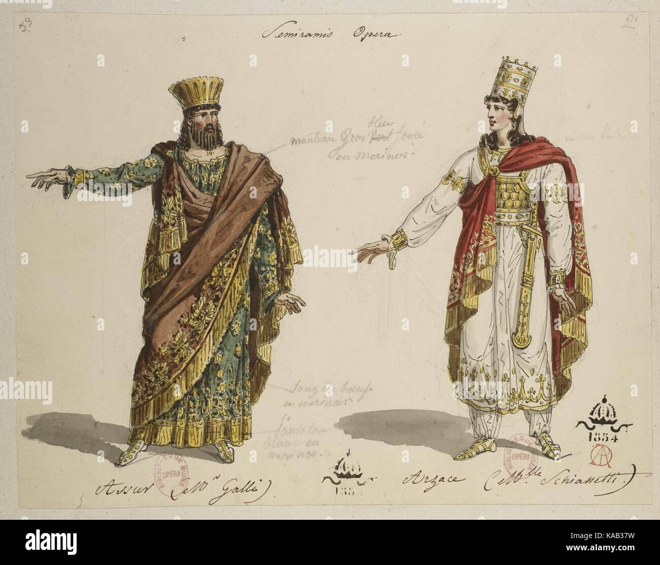 Rossini Semiramide Paris 1825 Hippolyte Lecomte Assur (Mr Galli) Arsace ...