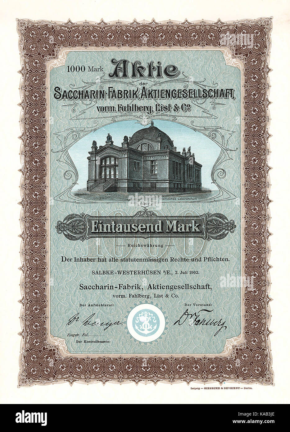 Saccharin Fabrik AG was a German company in the early 20th century that ...
