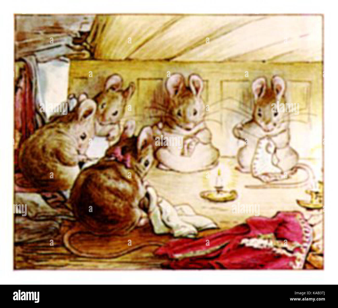 An illustration from Beatrix Potter's 'The Tailor of Gloucester ...