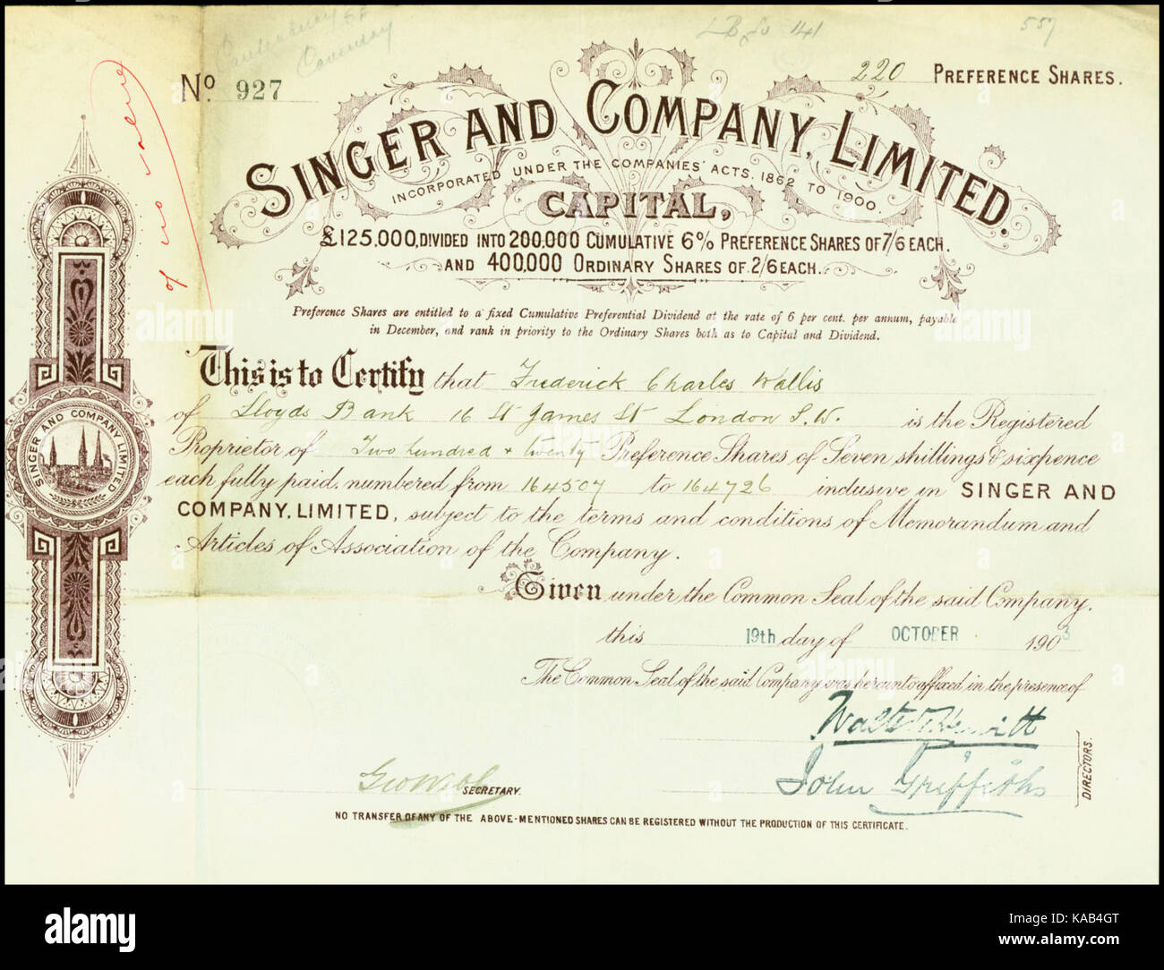 Singer and Company 1903 Stock Photo - Alamy