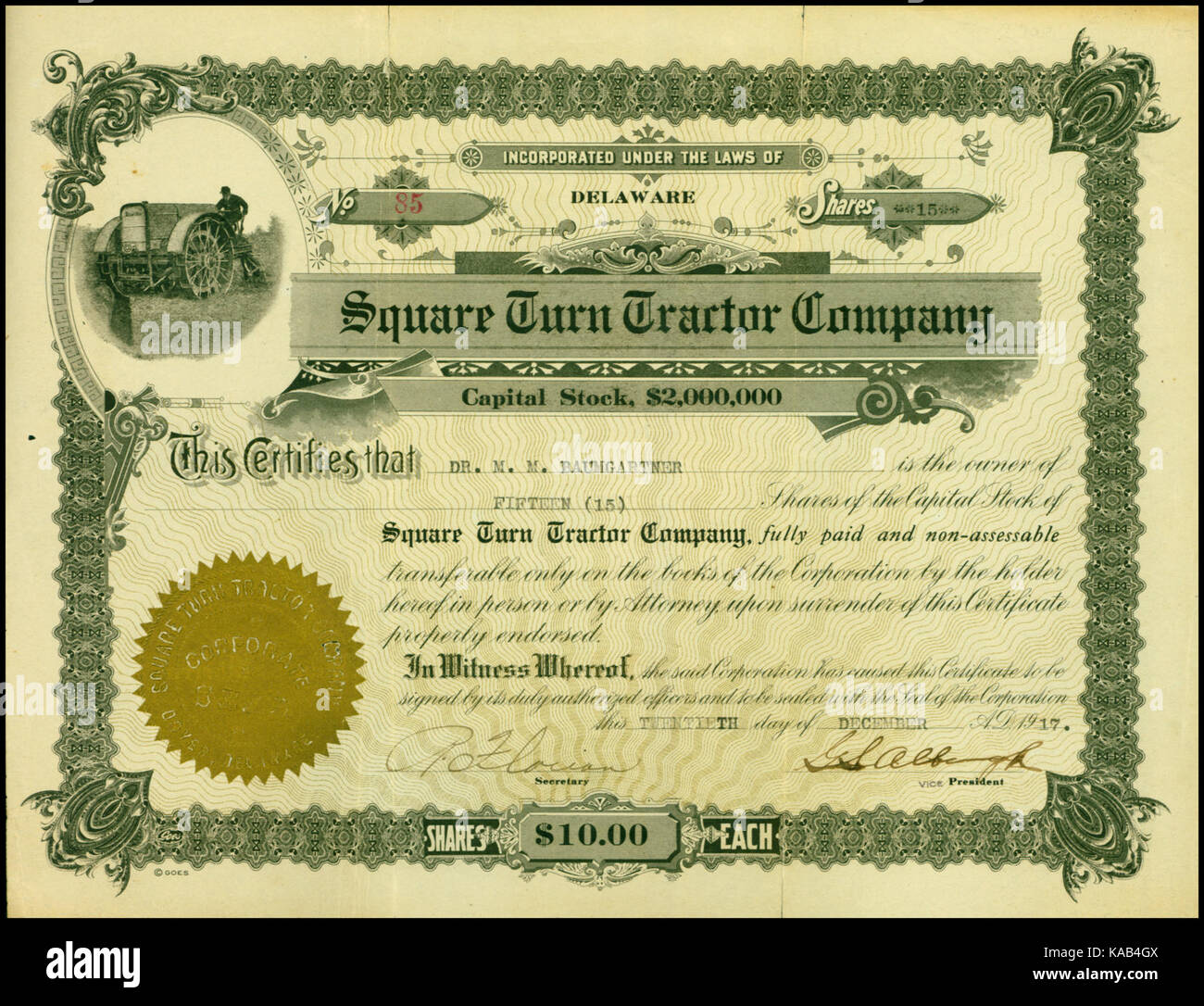 Square Turn Tractor Comp. 1917 Stock Photo - Alamy