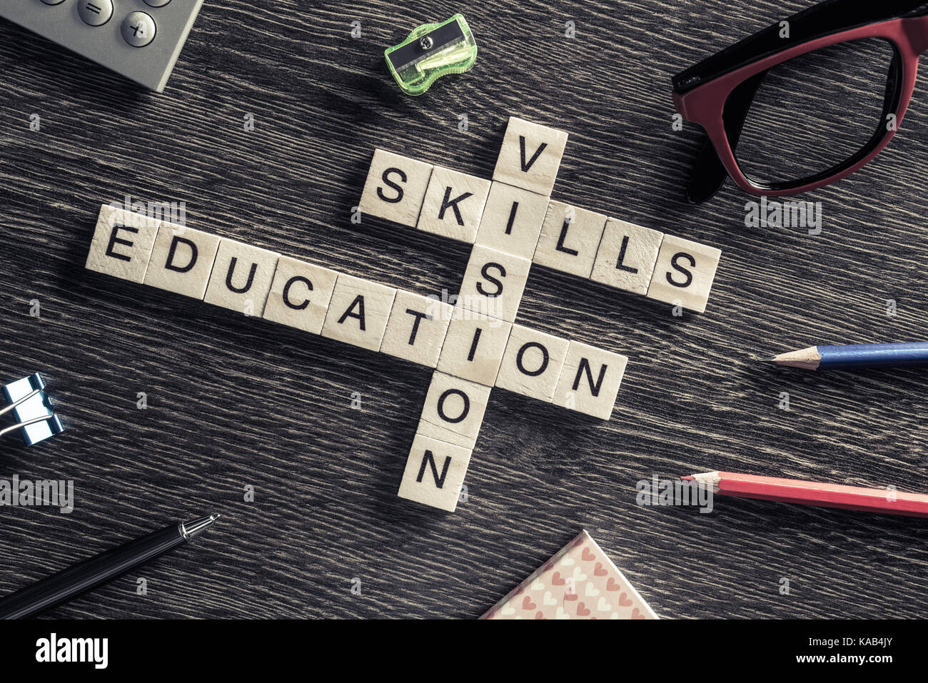 Conceptual business keywords on table with elements of game maki Stock ...