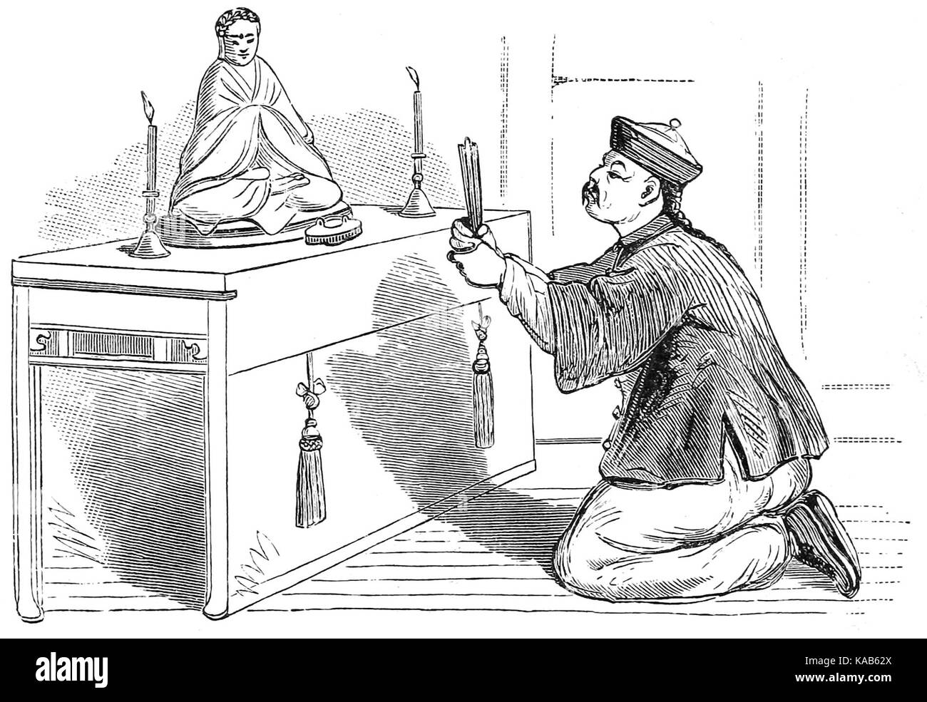 SCENE IN A CHINESE TEMPLE Stock Photo - Alamy