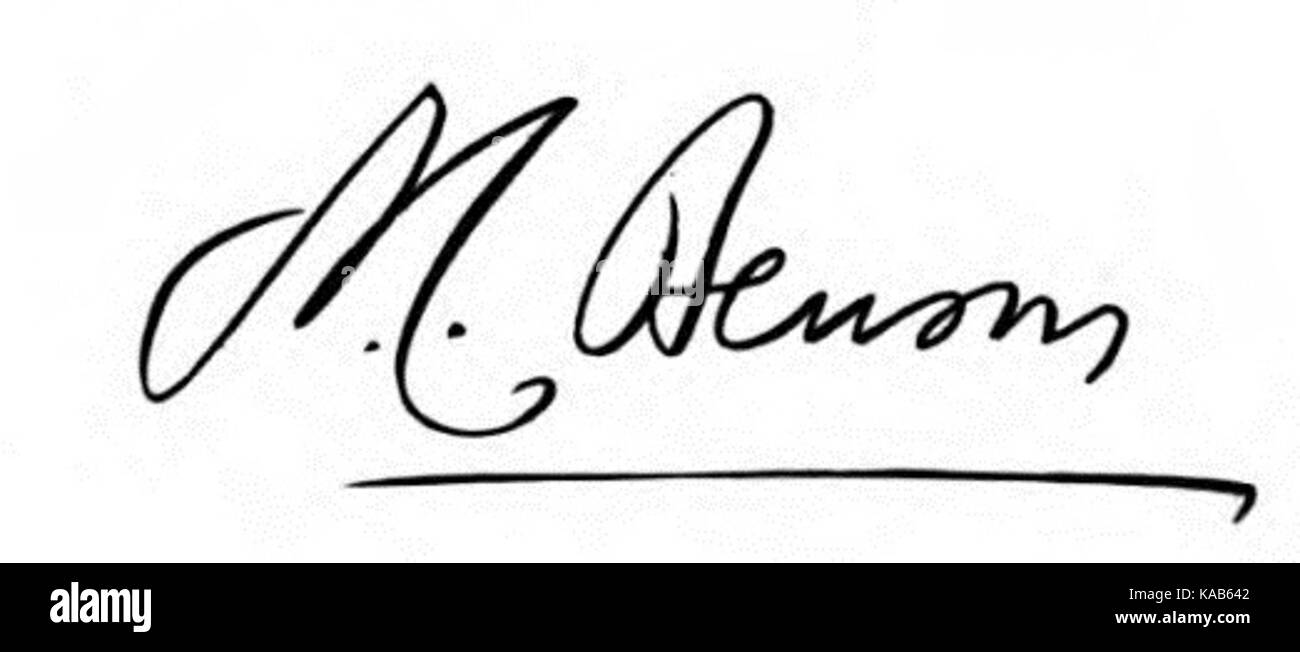 This image features the signature of A. C. Benson, an English author ...