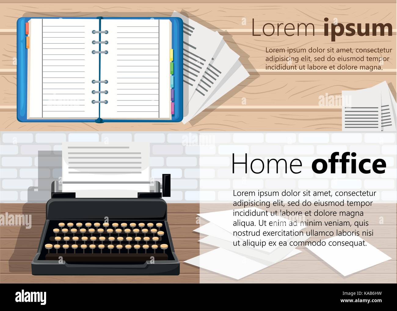 Two banner for web design. Office theme. Workplace. Flat design vector ...