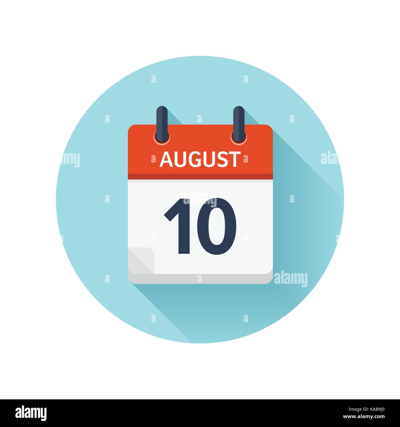 August 10. Vector flat daily calendar icon. Date and time, day, month ...