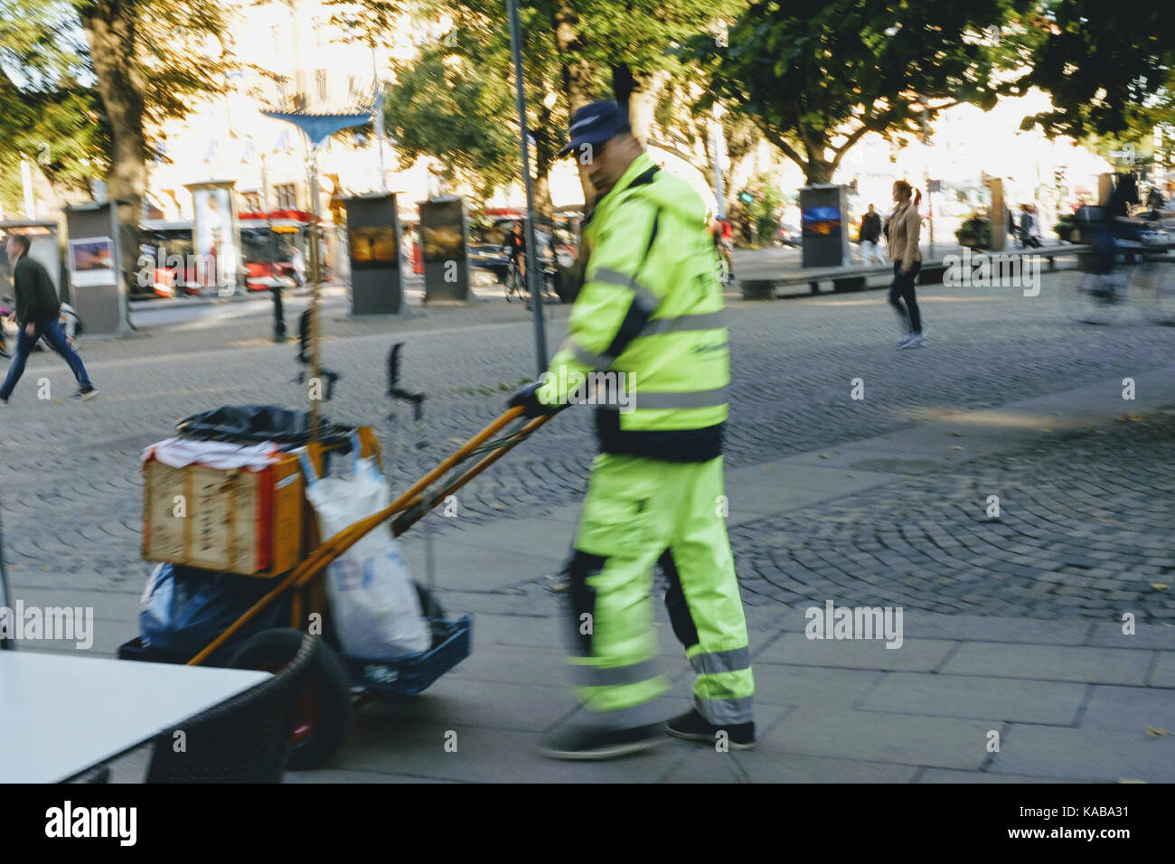 Cleaning the street in STockholm, Sweden Stock Photo - Alamy