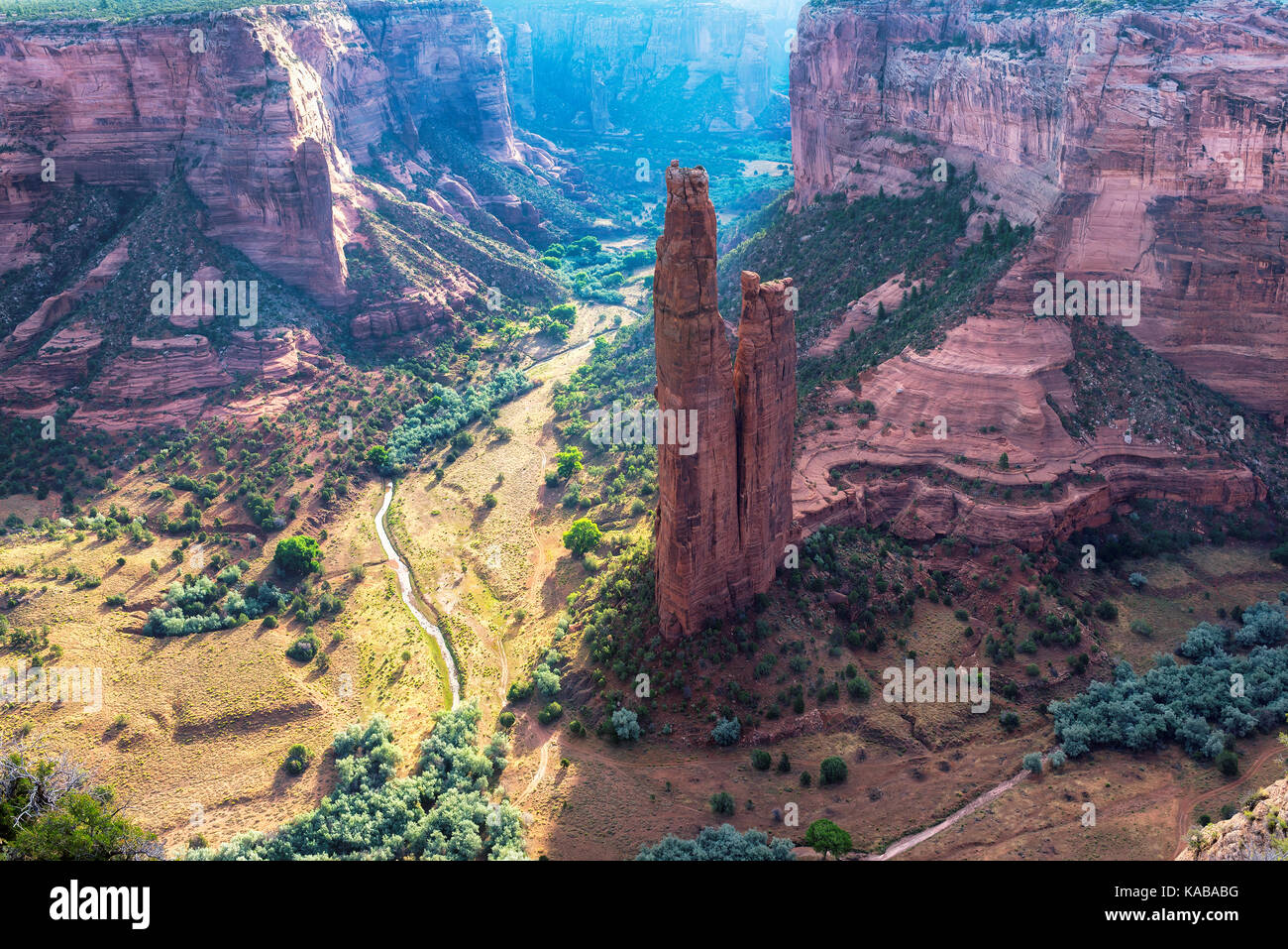 Arizona landscape - Spider Rock at sunrise, Canyon de Chelly Stock ...