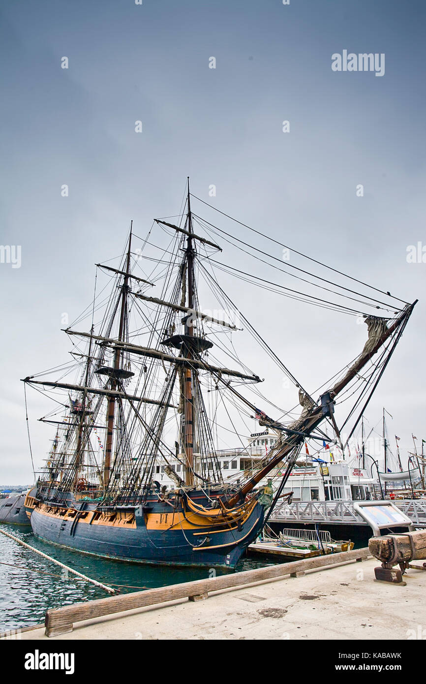 Tall ship HMS Surprise at the Festival of Sail in San Diego Bay, CA US ...