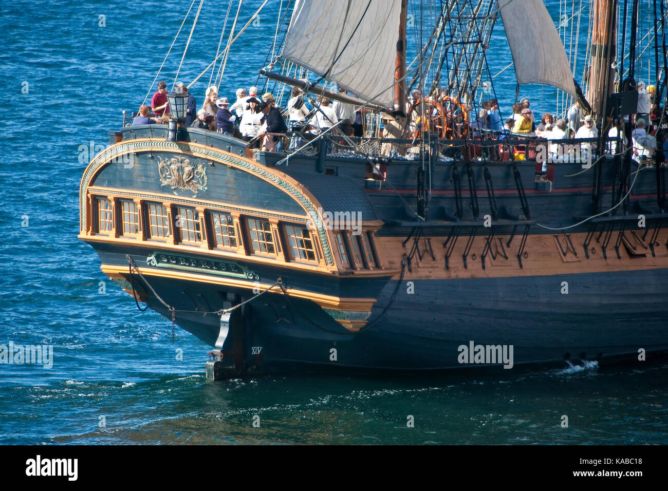 Tall Sailing Ship HMS Surprise, on San Diego Bay, CA US, is a ...