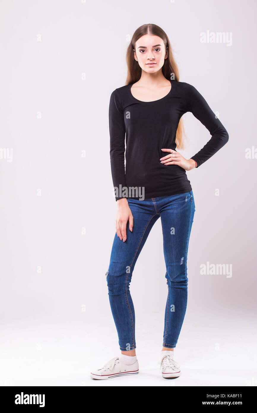 Woman white background full height hi-res stock photography and images ...