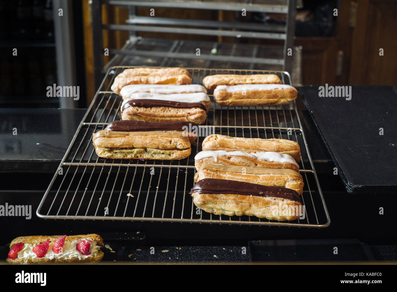 Delicious Eclaire, the typical french pastries Stock Photo - Alamy