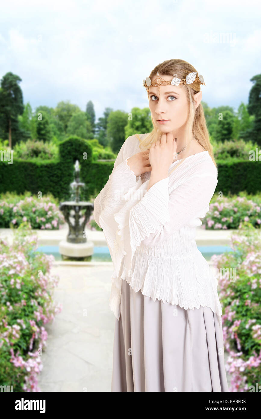 female elf in her garden Stock Photo - Alamy
