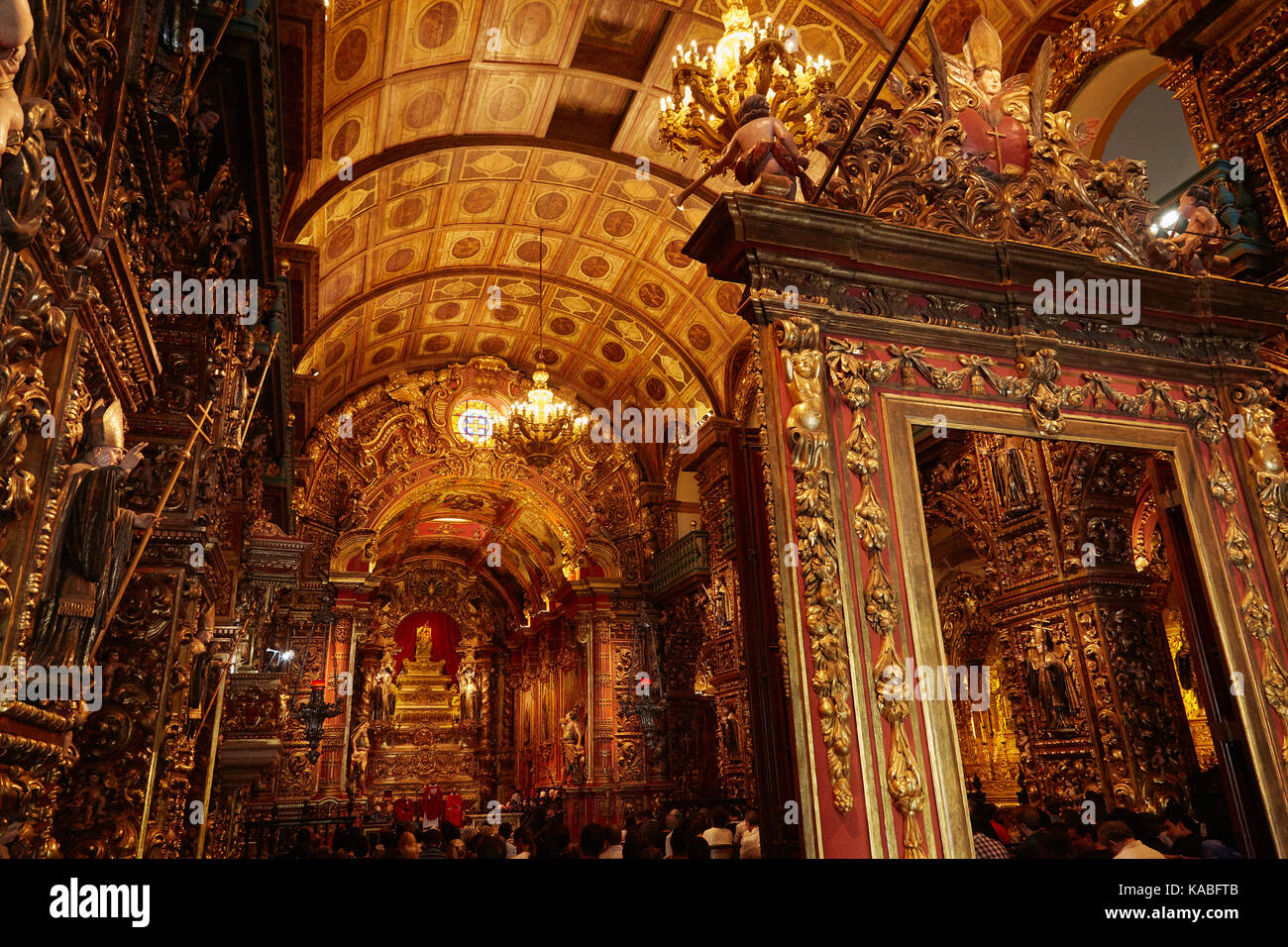 Golden interior of Mosteiro de São Bento (The Abbey of Our Lady of ...