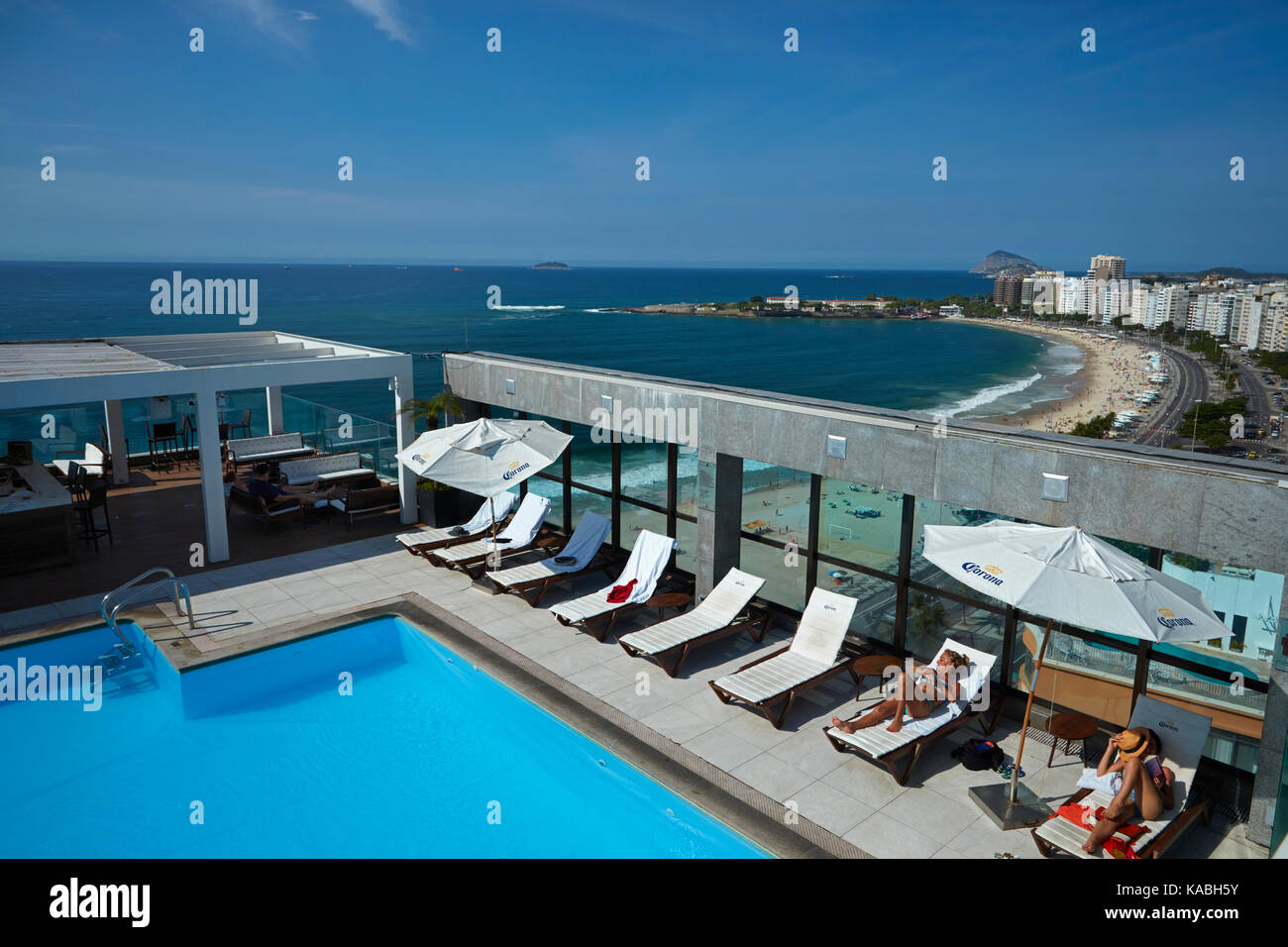 Rooftop swimming pool, Pestana Rio Atlantica Hotel, and Copacabana ...