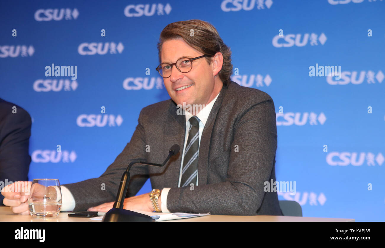 Munich, Germany. 25th Sep, 2017. Andreas Scheuer After a long ...